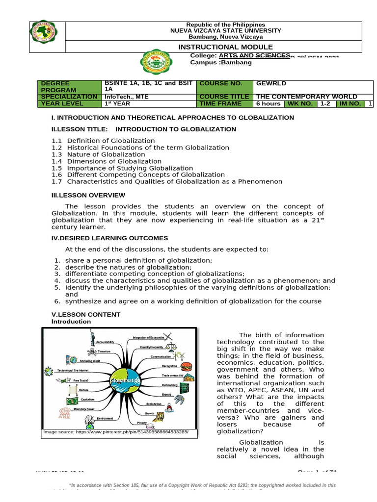 TCW Part 1 Midterm 2nd - Sem.2021 22 2 | PDF | Globalization | Free Trade