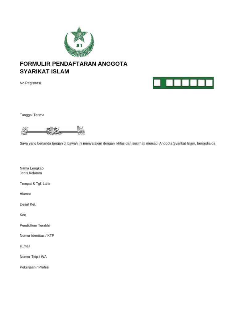 Formulir KTA SI | PDF