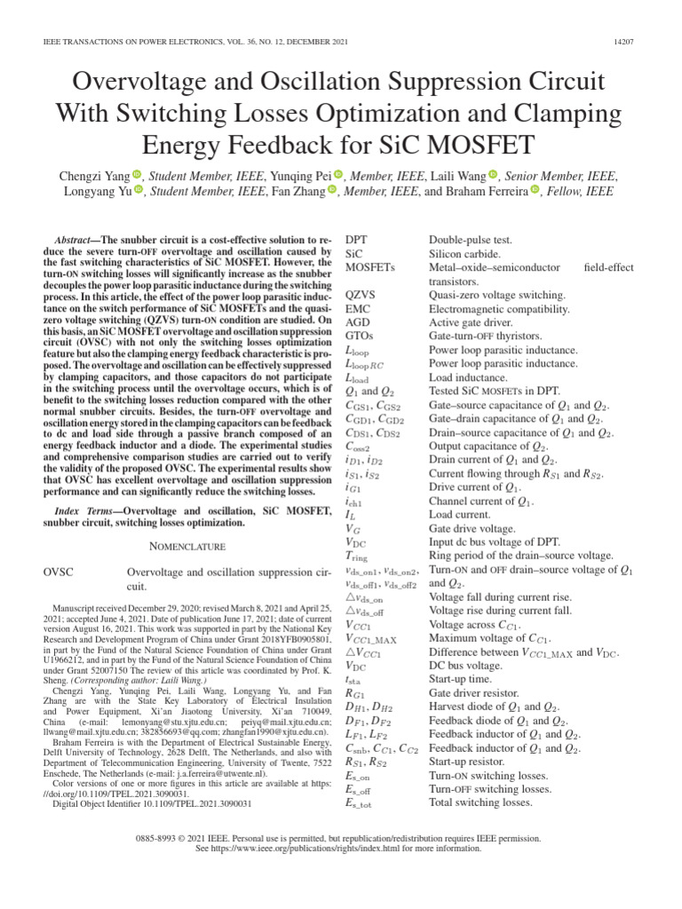 SiC MOSFET Overvoltage Solution | PDF | Mosfet | Capacitor