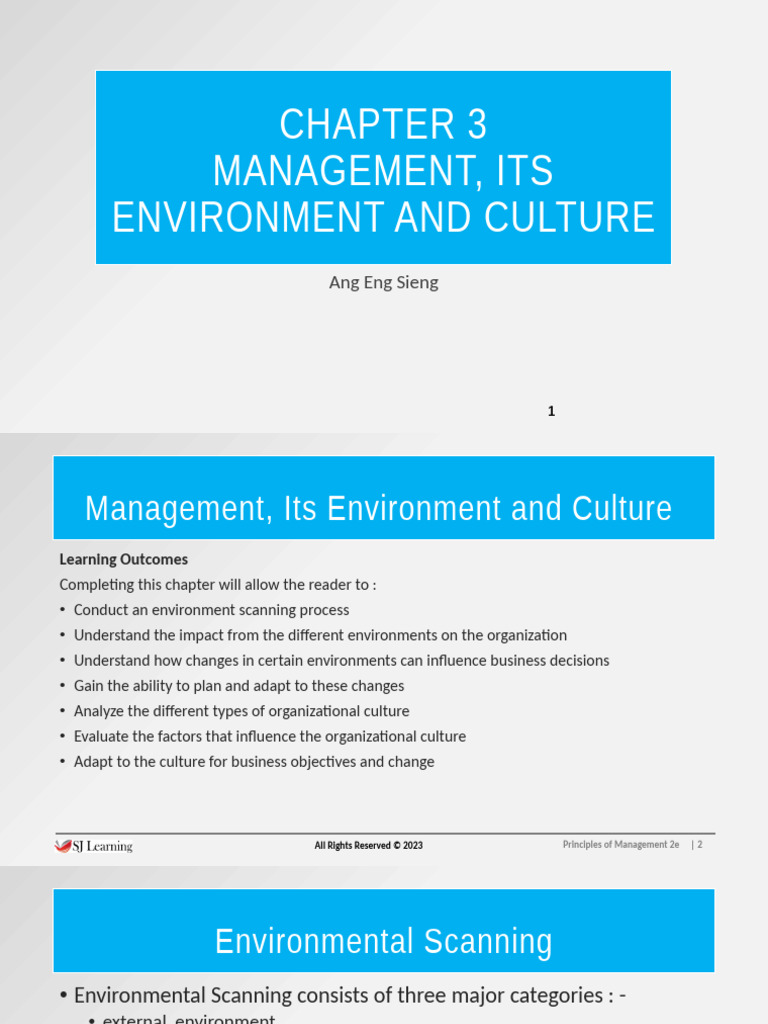 Chapter 3 Management, Its Environment and Cultures | PDF ...