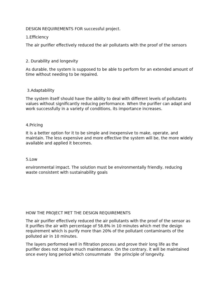 Air Purifier Design Success | PDF
