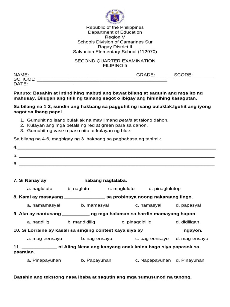 PT_FILIPINO 5_Q2 | PDF