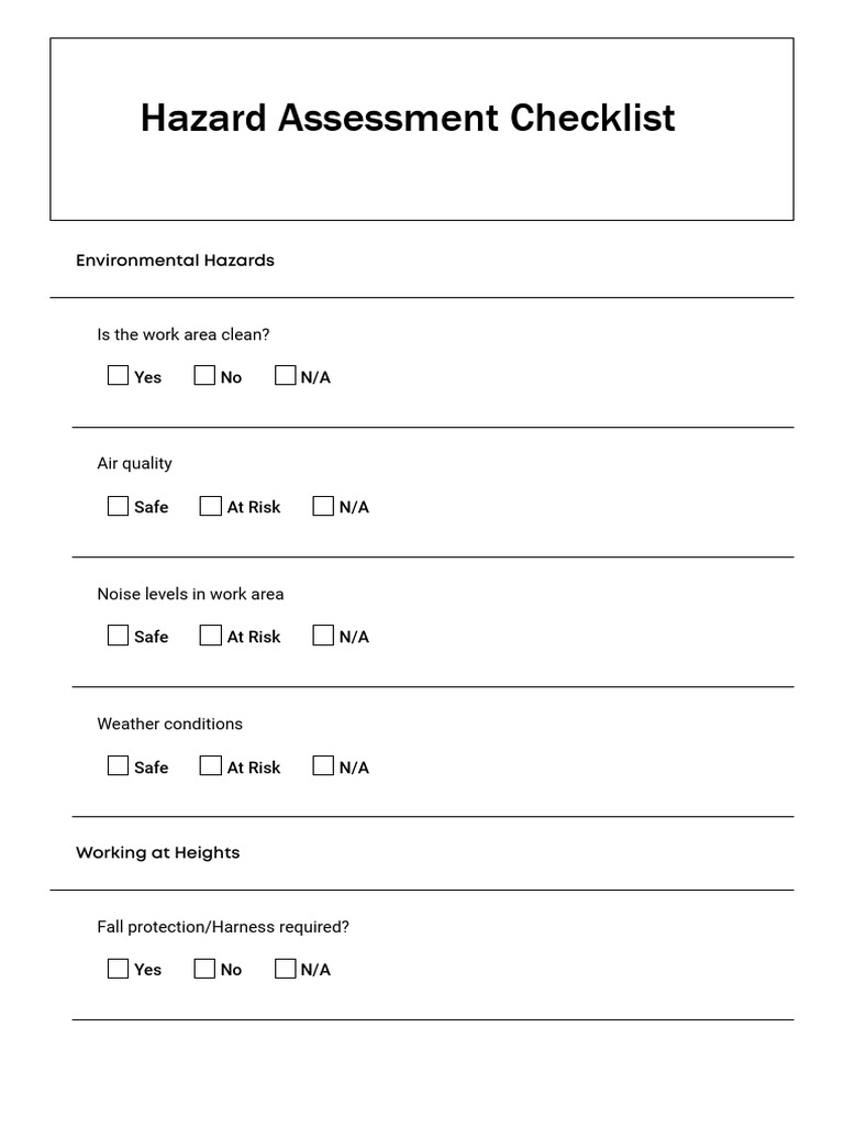 16 Hazard Assessment Checklist | PDF