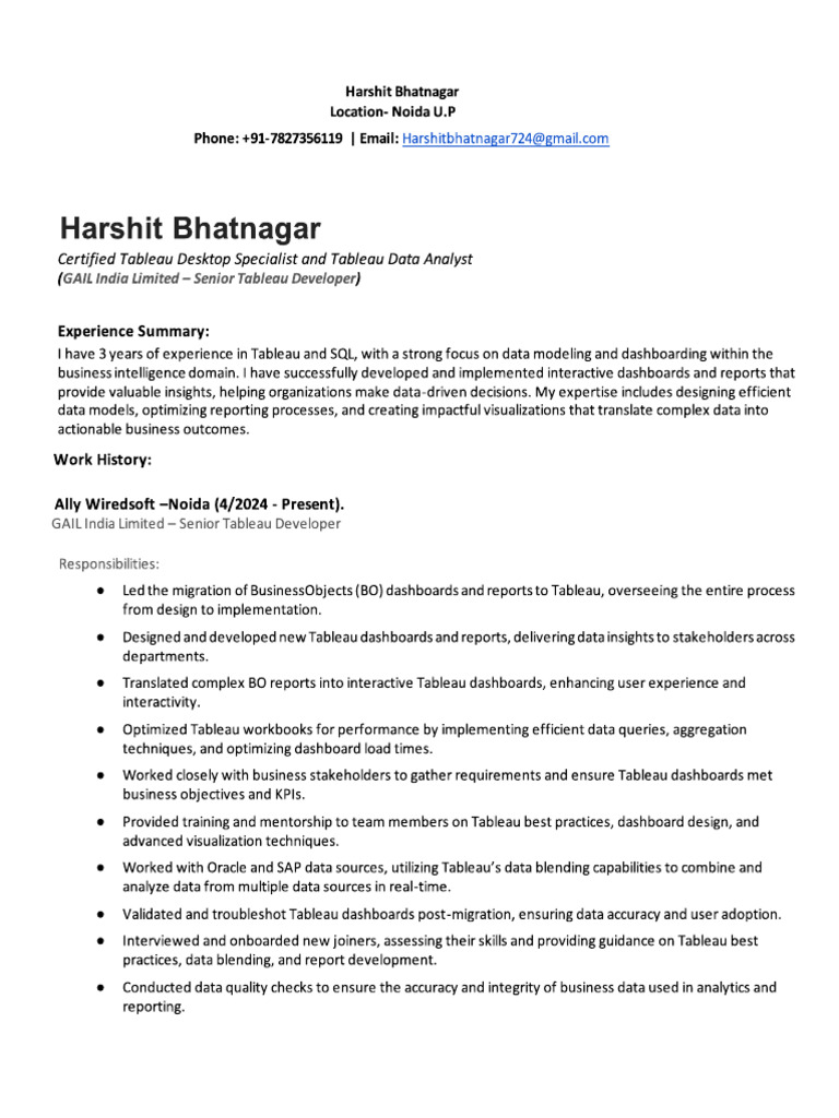 Harshit Bhatnagar Resume | PDF