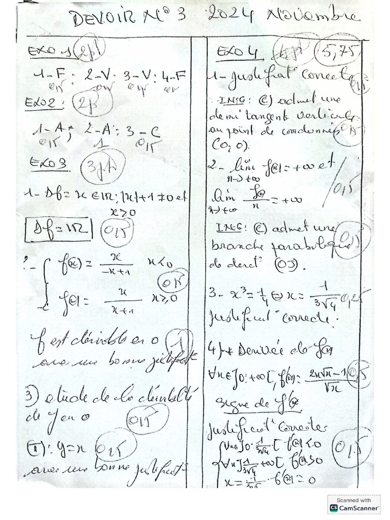 BARÈME DU DEVOIR DE NIVEAU n2 Tle D | PDF