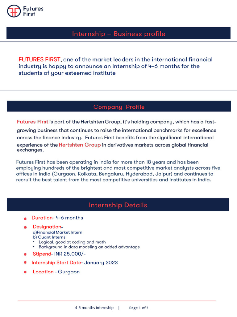FUTURES FIRST - Business Profile (4-6 Months Internship) - 2023 (IIIT-D ...