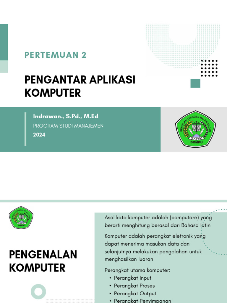MATERI 1 Pengantar Aplikasi Komputer | PDF