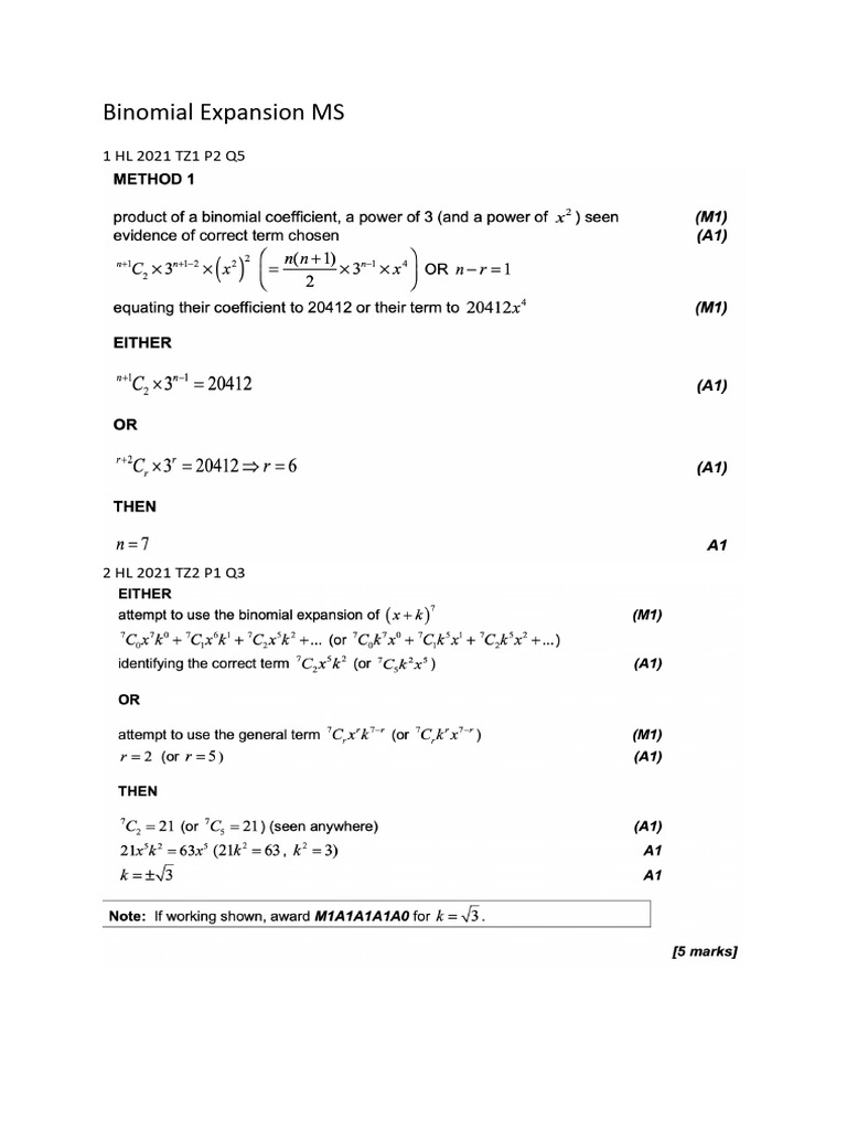 Binomial Expansion MS | PDF