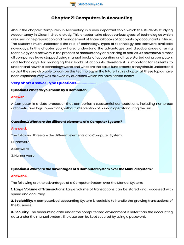 Chapter 21 Computers in Accounting | PDF | Debits And Credits | Computer Hardware