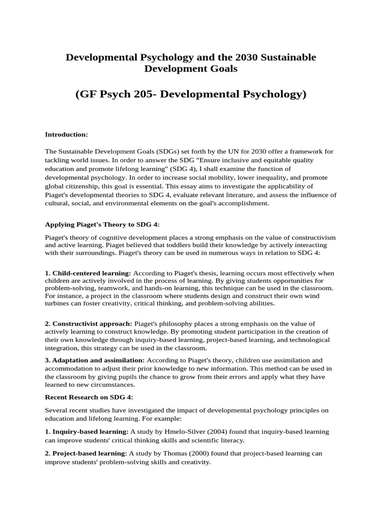 Developmental Psychology | PDF | Constructivism (Philosophy Of Education) | Behavior Modification