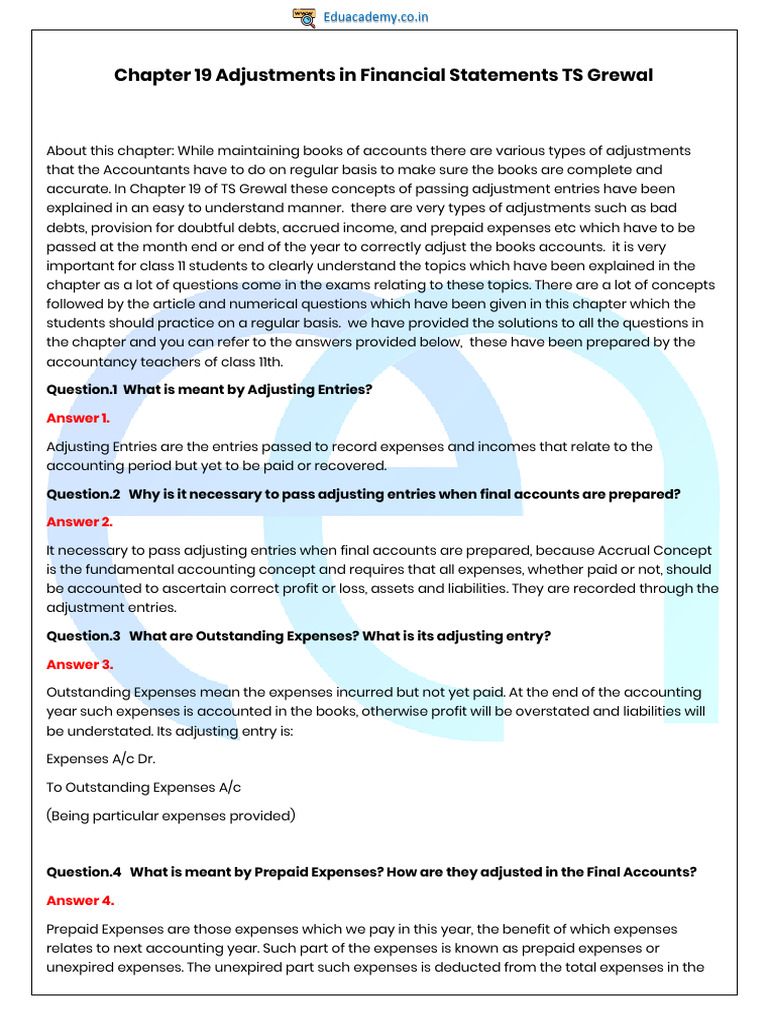 Adjustments in Financial Statements | PDF | Debits And Credits | Deferral