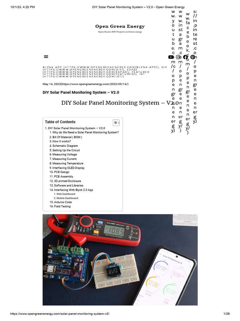 DIY Solar Panel Monitoring System – V2.0 - Open Green Energy | PDF ...