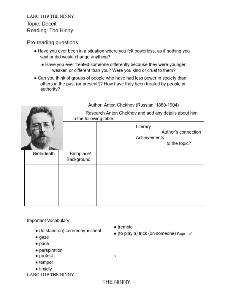 The Ninny (Reading) | PDF