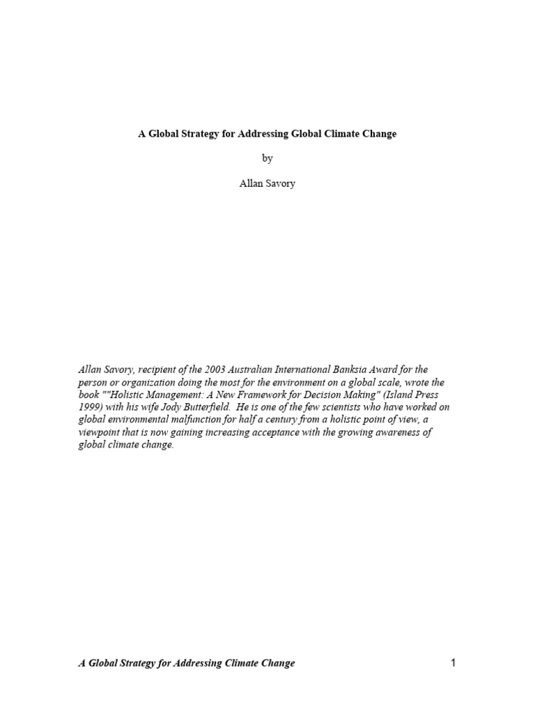 A Global Strategy For Addressing Global Climate Change | PDF | Climate ...