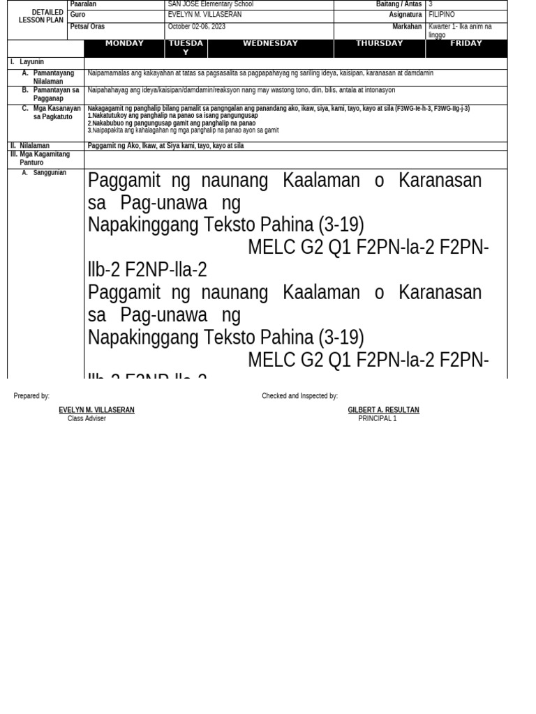 DLL Filipino Q1 W7 | PDF
