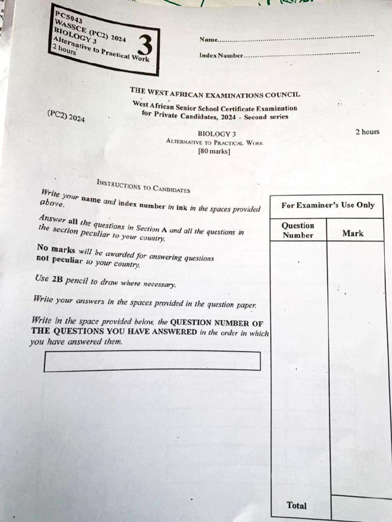 Biology (Alternative To Practical Work) - NOVDEC 2024 | PDF