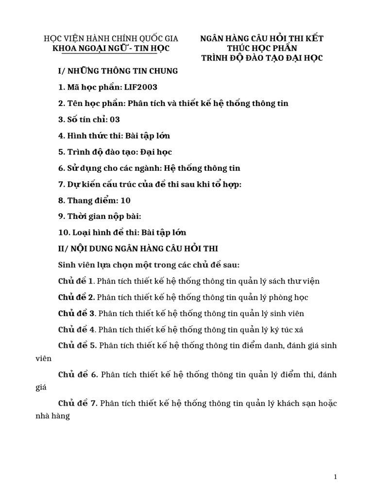 1_NH_PTTK HTTT_2024_Final_30 chu de | PDF