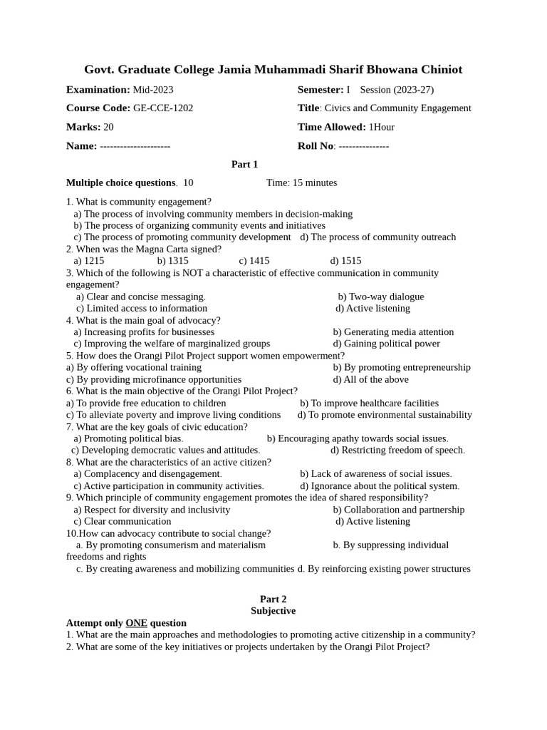 Civics and Community Engagement | PDF | Social Psychology