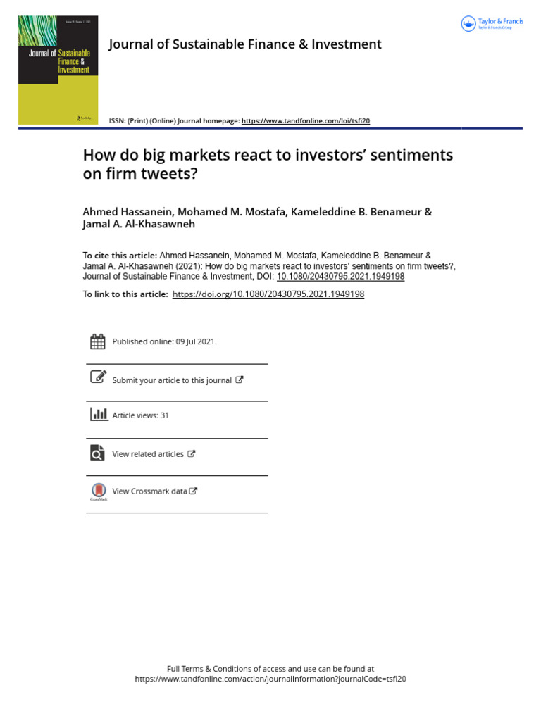 How Do Big Markets React To Investors' Sentiments On Firm Tweets? | PDF ...
