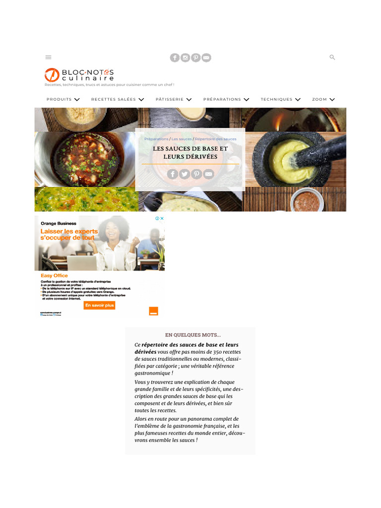 Répertoire des sauces de base et dérivées | PDF | sauce | Bouillon