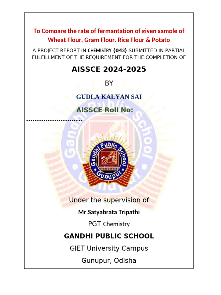 Che Project Gks | PDF | Fermentation | Starch