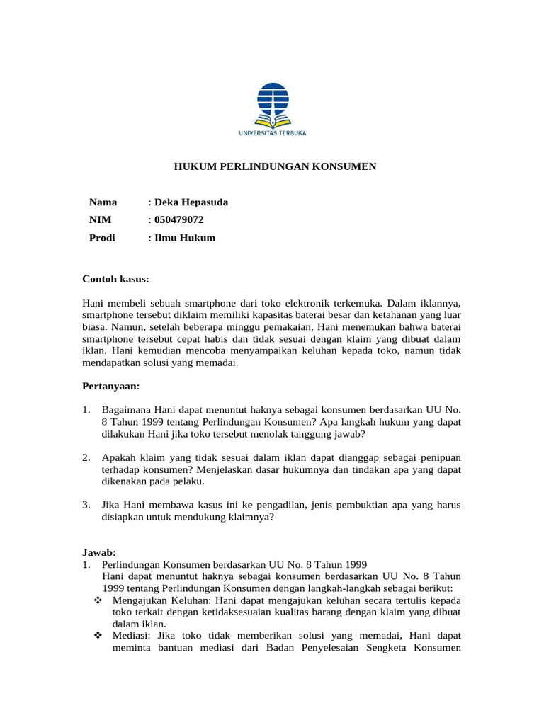 Tuton 2 Hukum Perlindungan Konsumen Deka | PDF