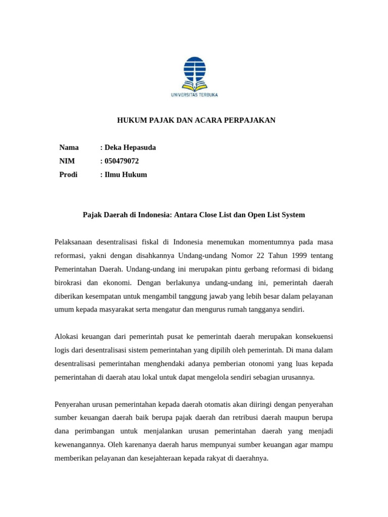 Tuton 2 Hukum Pajak Dan Acara Perpajakan Deka | PDF