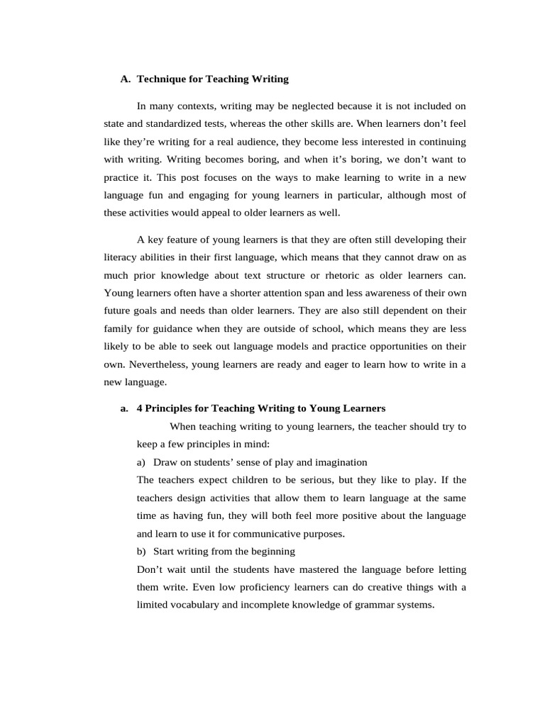 Technique for Teaching Writing | PDF | Teachers | Literacy