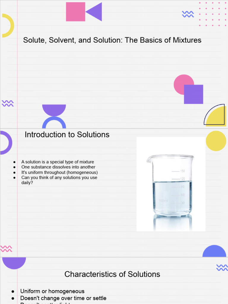 solvent, solute and solutions | PDF | Mixture | Applied And ...