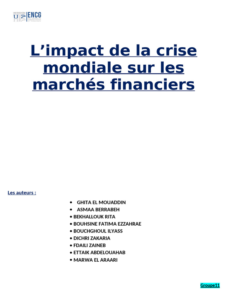 Impact de la crise mondiale sur les marchés | PDF | Marchés financiers ...