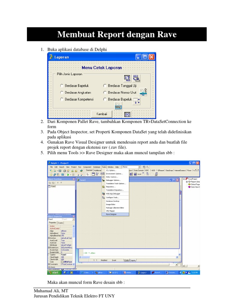 Tutorial Membuat Laporan Dengan Rave Report Pada Delphi 7 | PDF
