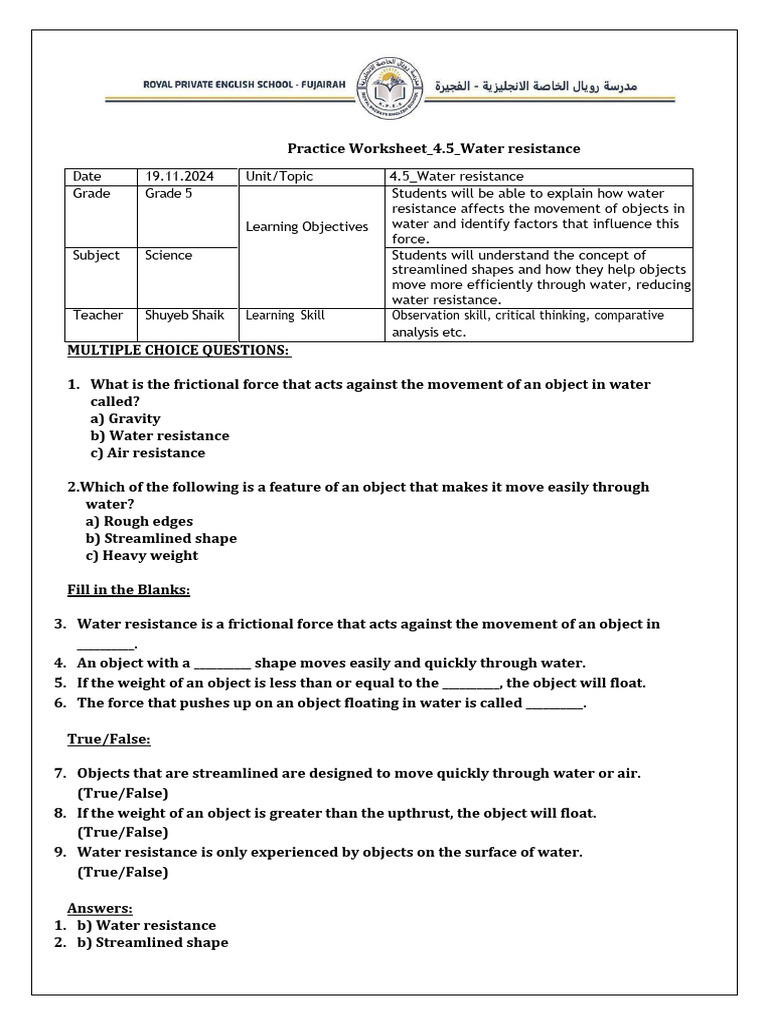 Science Worksheet | PDF
