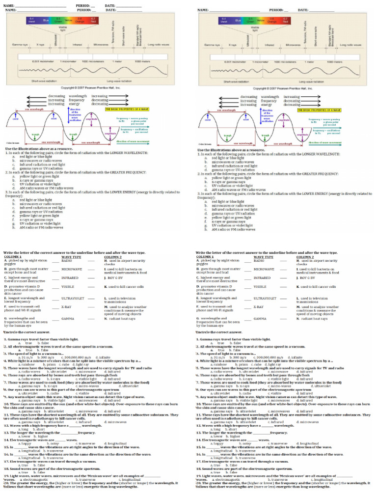 Wave Type Answer Key Exercise | PDF