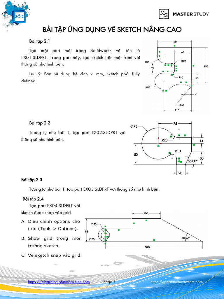 SOLIDWORKS CSWA - BÀI 2 - BÀI TẬP VẼ SKETCH | PDF