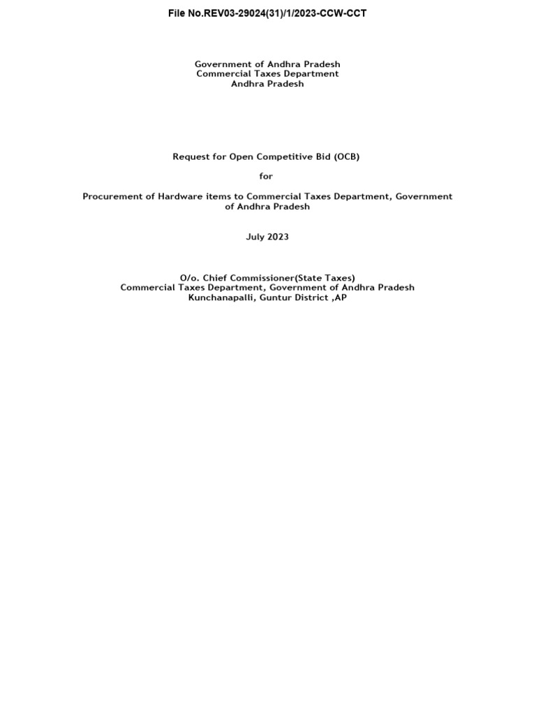 Taxes Department Tender Document of Procurement of Hardware | PDF | Usb ...