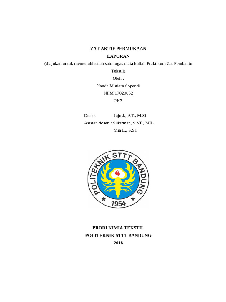 Laporan Zat Aktif Permukaan | PDF