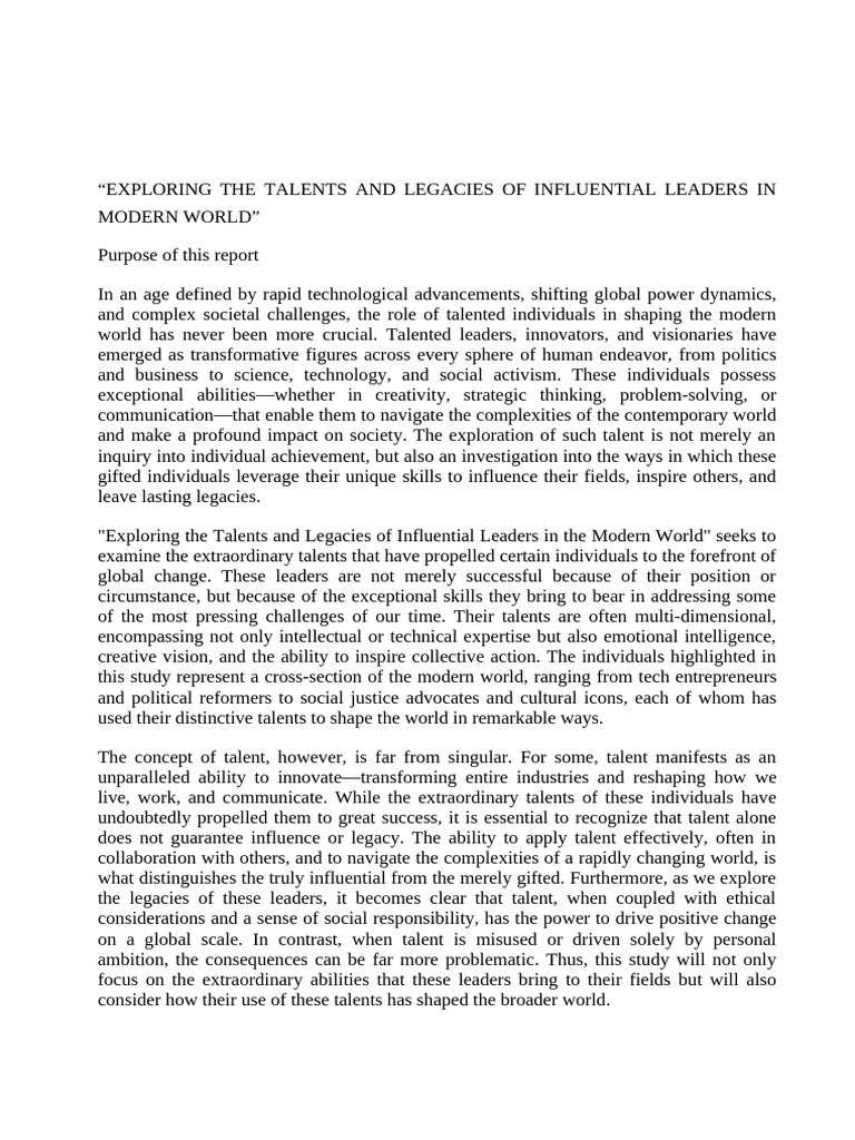 Influential Leaders' Talents & Legacies | PDF | Entrepreneurship ...