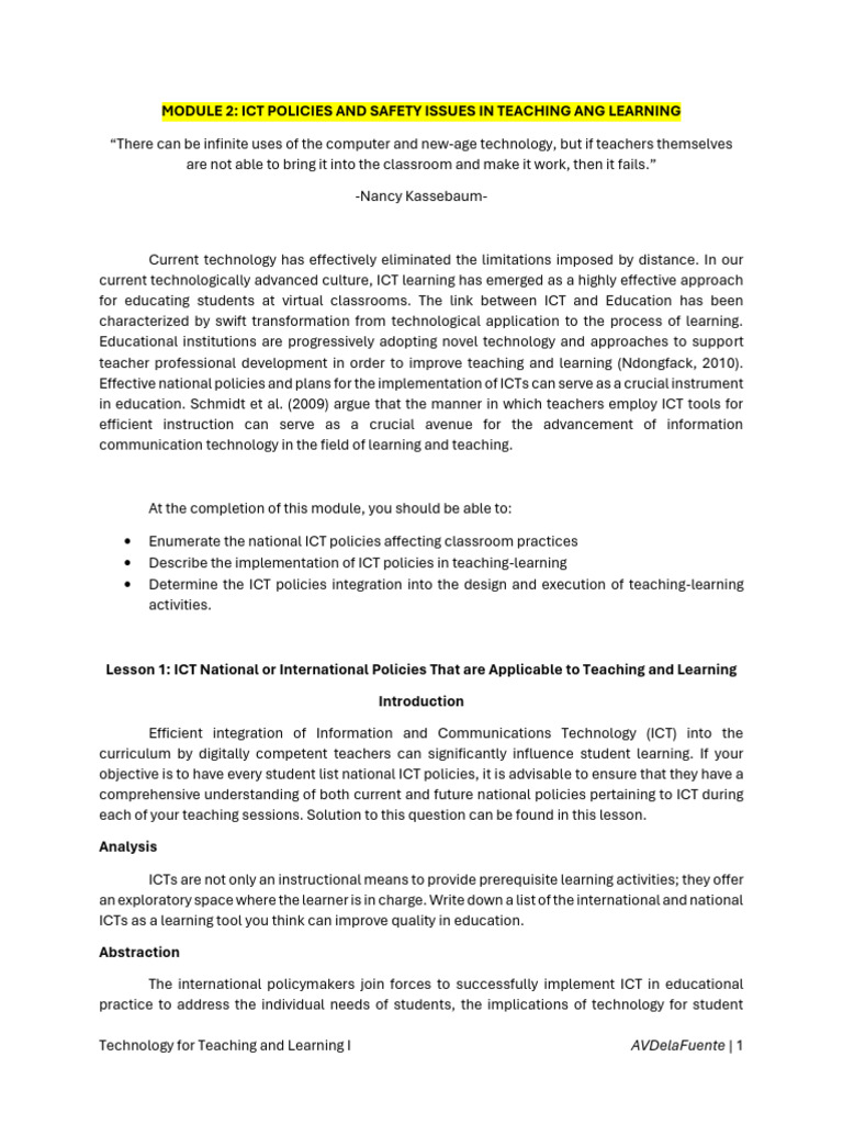 MODULE 2-TTL1_AVDF_ | PDF | Educational Technology | Information And Communications Technology