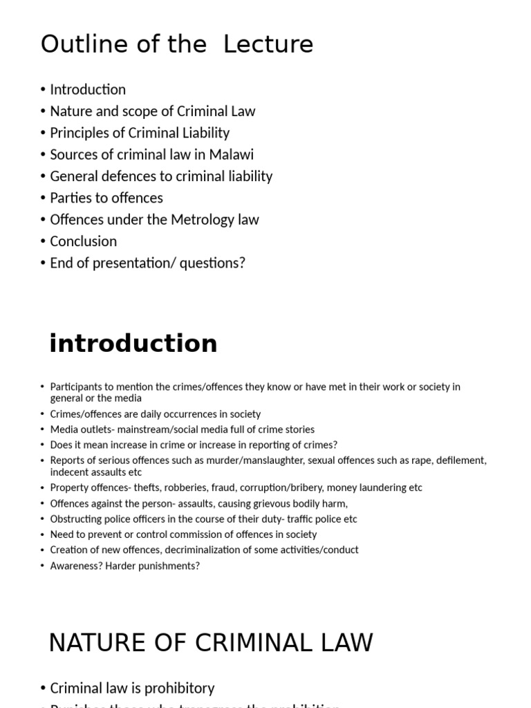 Overview of Criminal Law in Malawi | PDF | Burden Of Proof (Law) | Crimes