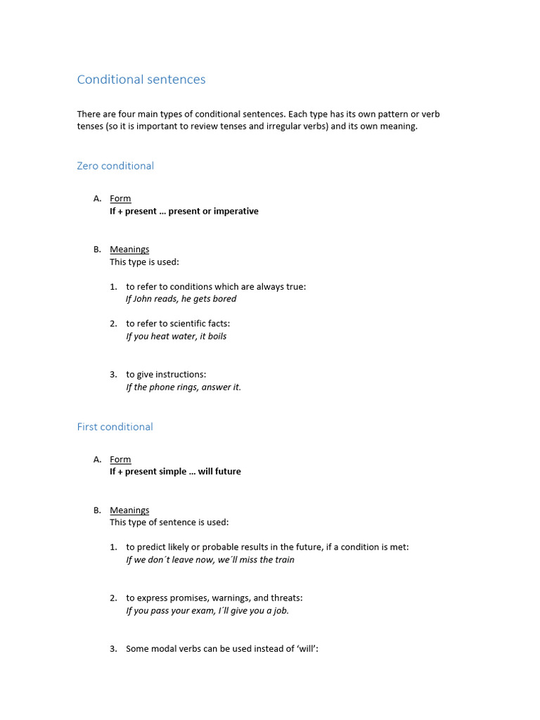 CONDITIONAL SENTENCES | PDF | Verb | Fuels