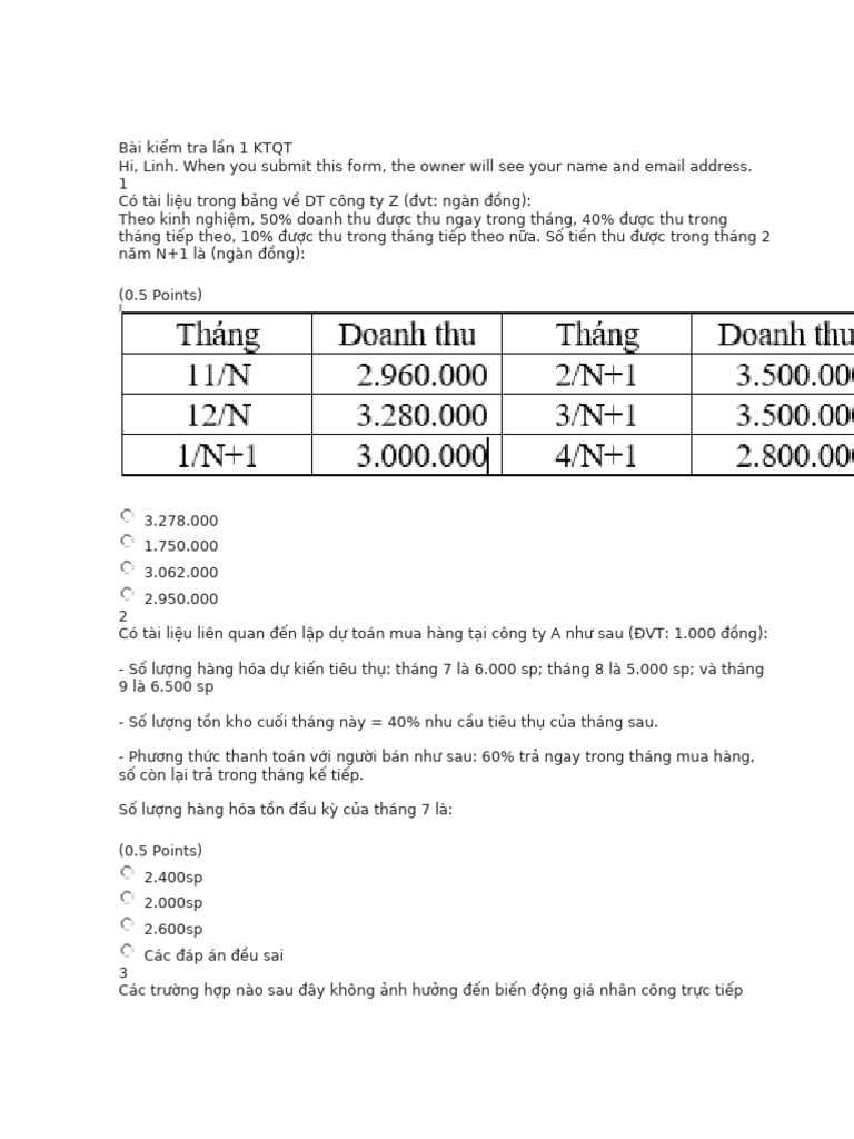 Bài Kiểm Tra Lần 2 KTQT | PDF