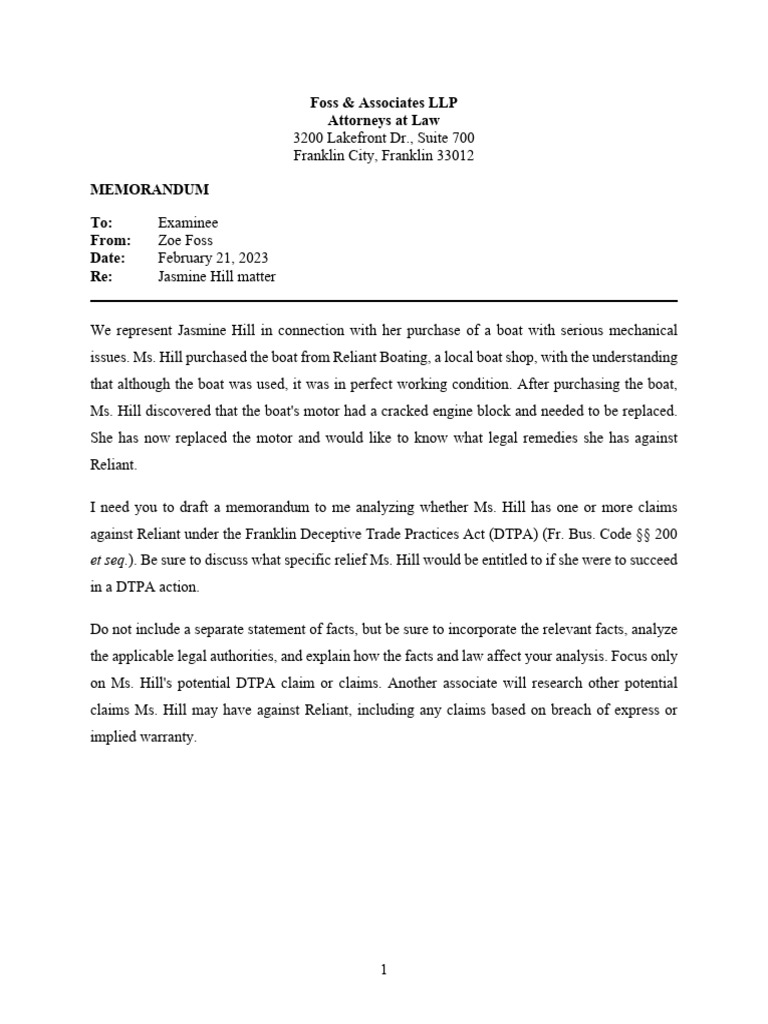 In Re Hill Task Memo | PDF