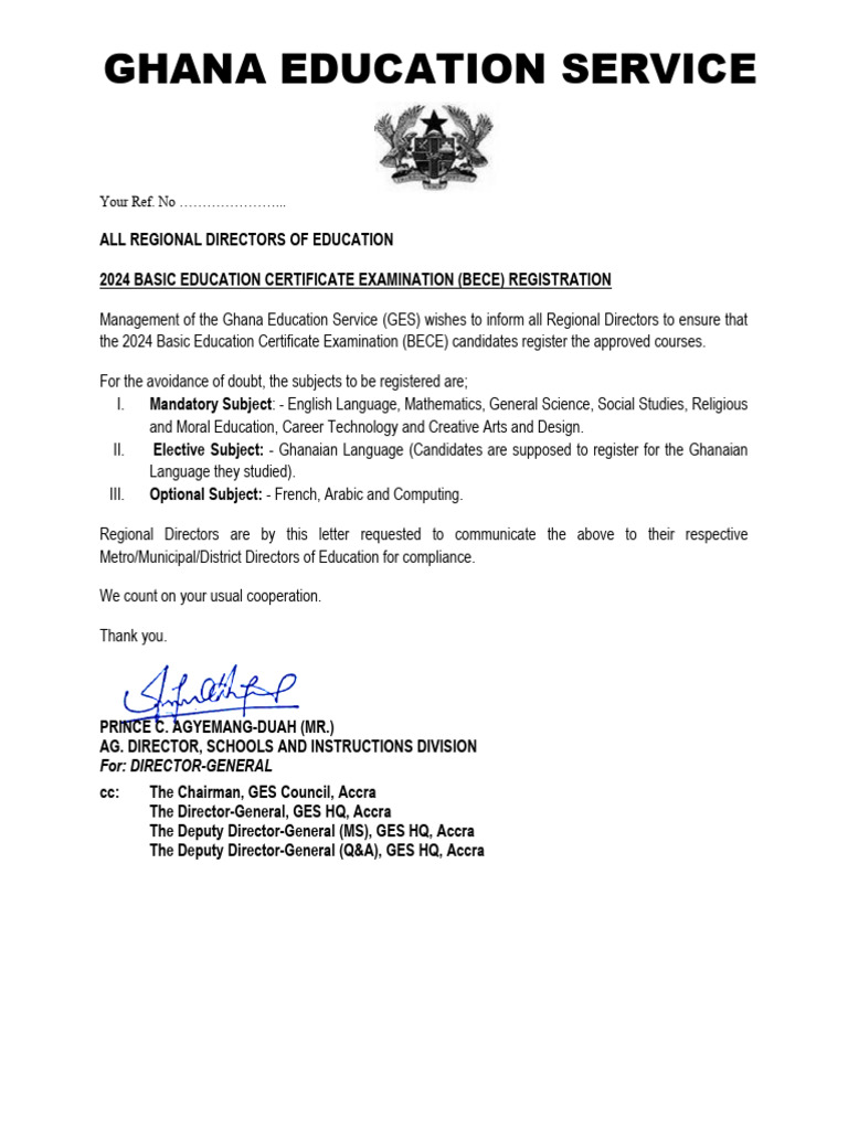 2024 Bece Registration | PDF