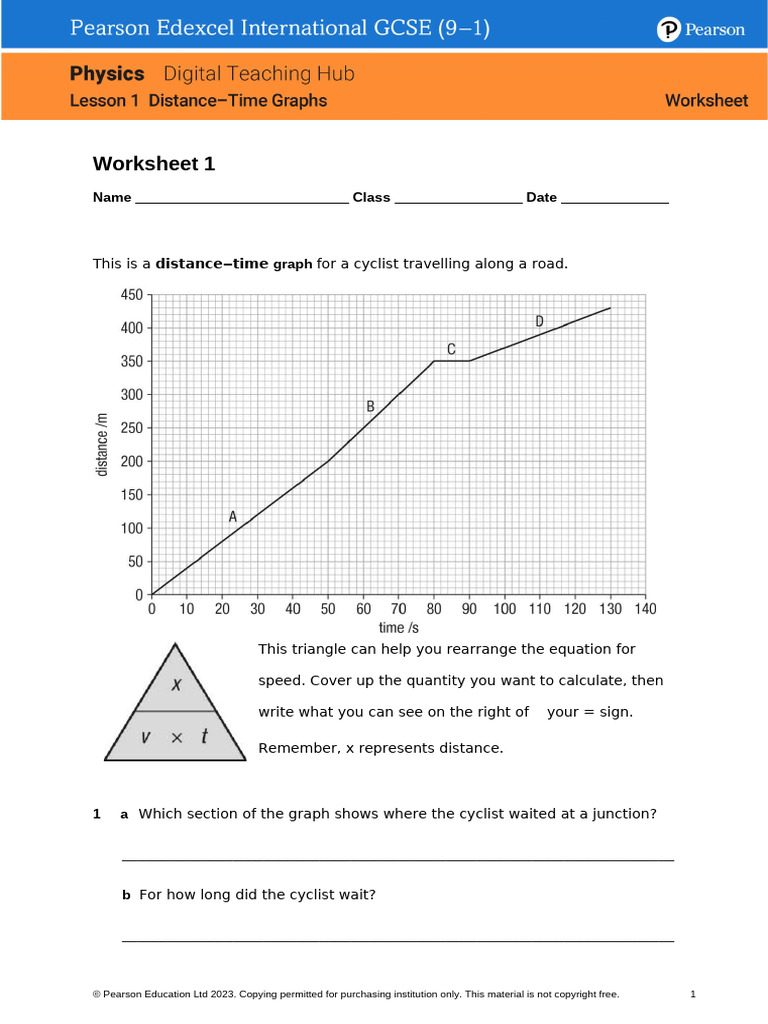 IG Physics Lesson01 Worksheet 1 | PDF | Speed