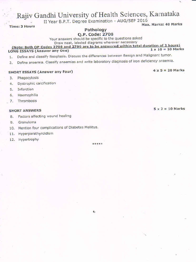 RGUHS II Year B.P.T. Degree Examination - Sept - 2016 | PDF