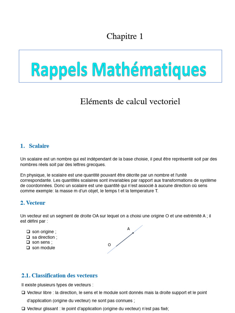 Introduction au calcul vectoriel | PDF | Scalaire (mathématiques ...