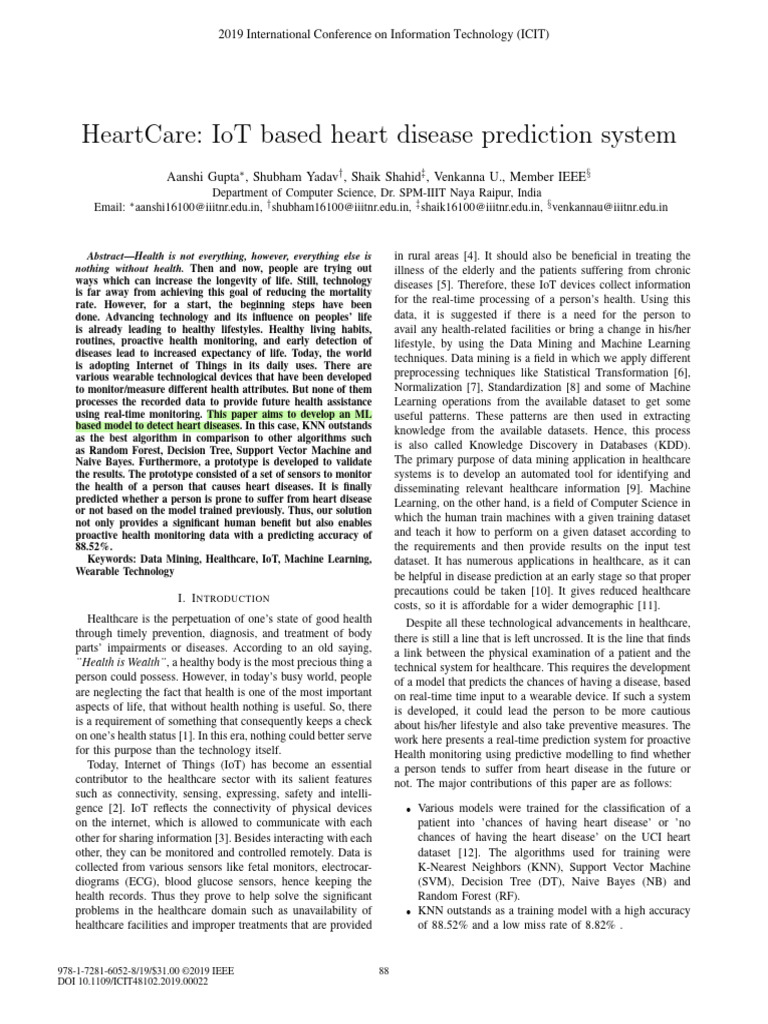 HeartCare_IoT_Based_Heart_Disease_Prediction_System-1 | PDF | Sensitivity And Specificity