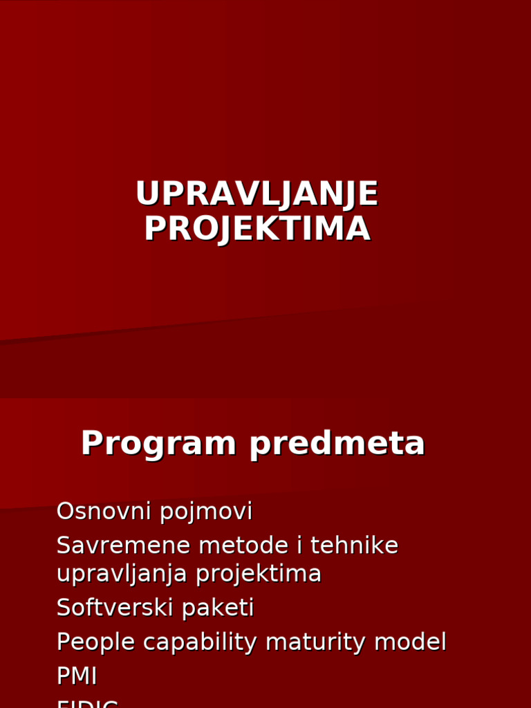 01 Upravljanja Projektima POJAM | PDF