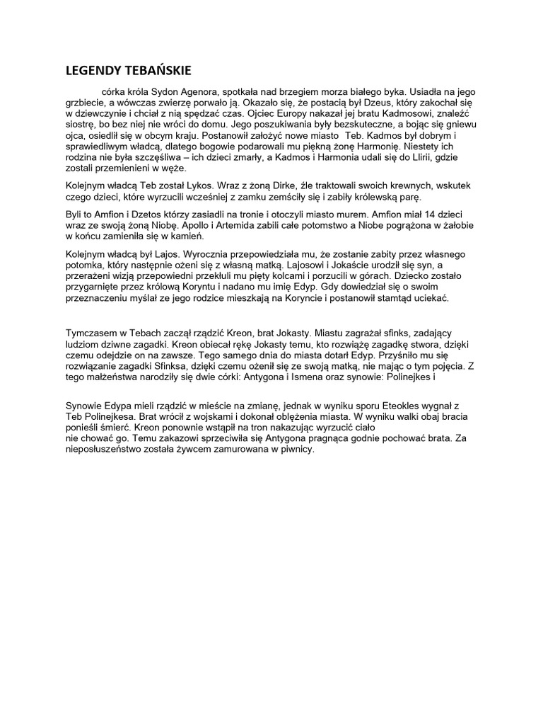 Legendy Tebańskie | PDF