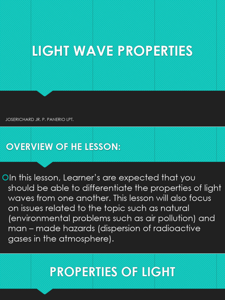 Light Wave Properties Topic 8 - 054606 | PDF | Light | Wavelength